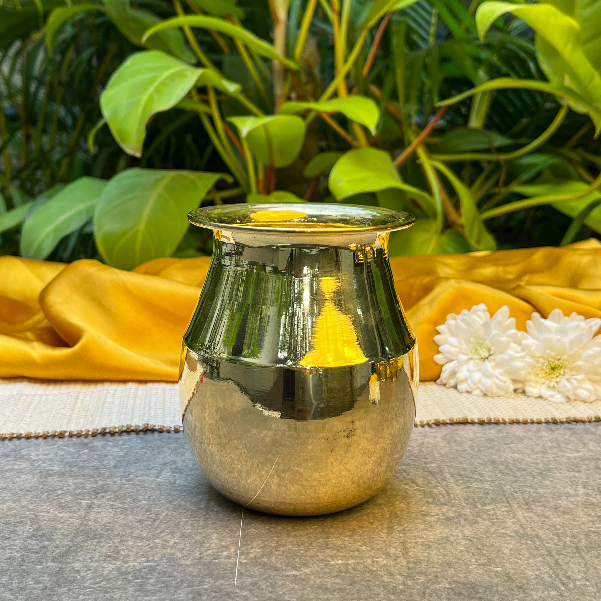 Ambi Elegant Satari Pure 100% Brass Puja Lota (Medium) - 450 ML