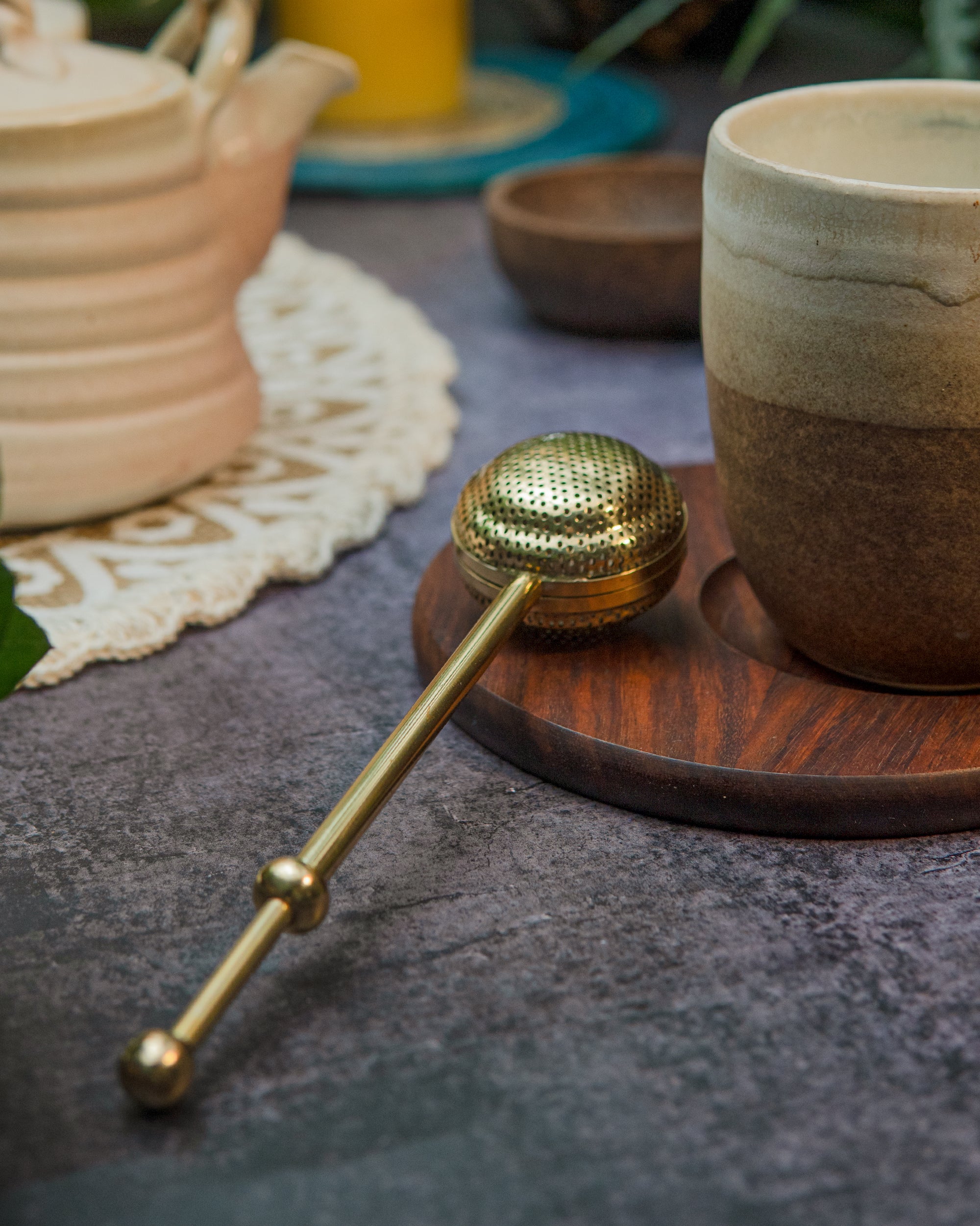 Pure Brass Bliss Tea Infuser with Slide Mechanism