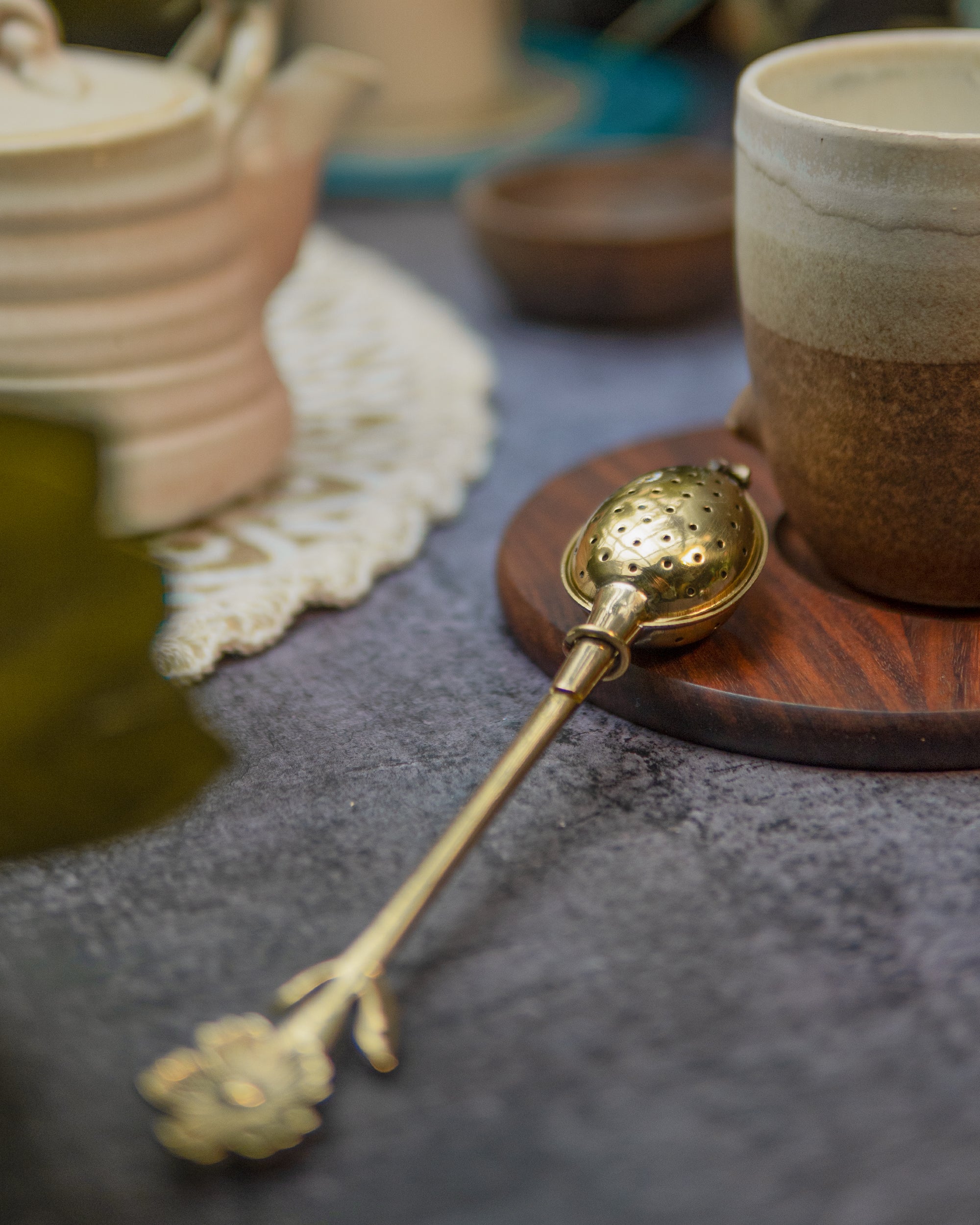 Floral Elegance Brass Tea Infuser