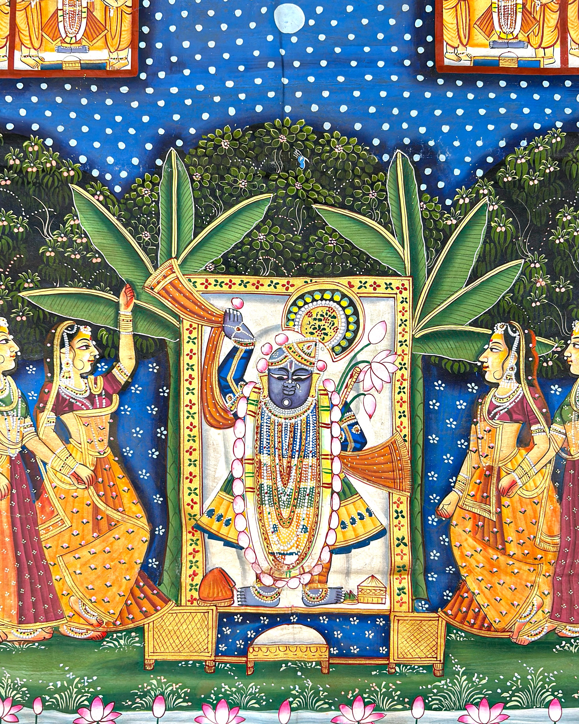 Pichwai Art - Handmade Shreenathji Sharad Purnima 24 Utsav Painting