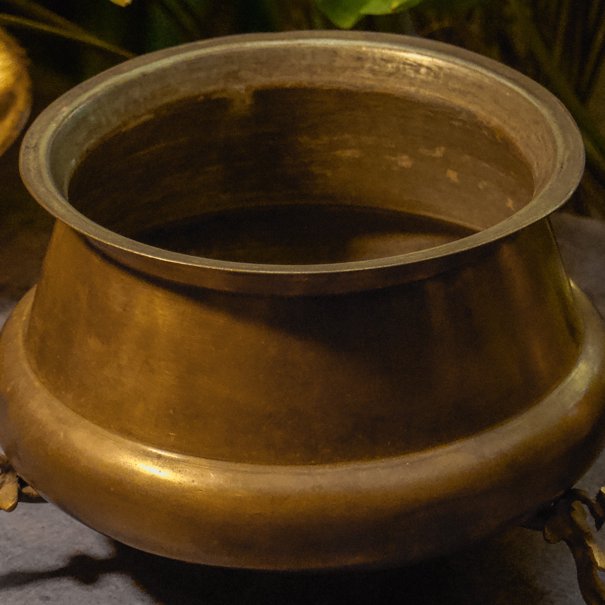 Handcrafted Vintage Elevated Brass Culinary Vessel