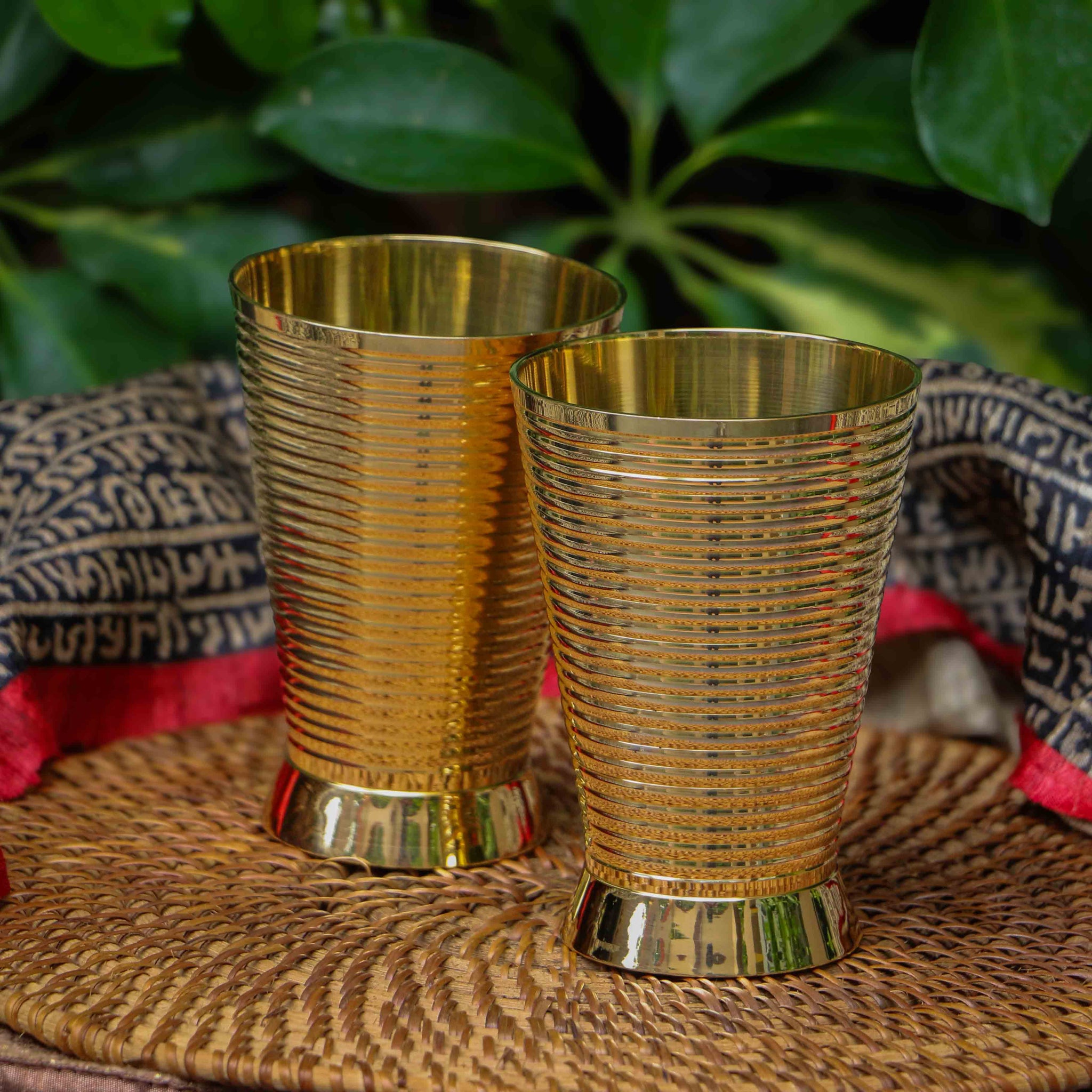 Ambi Pure Brass Designer Glass Set of 2