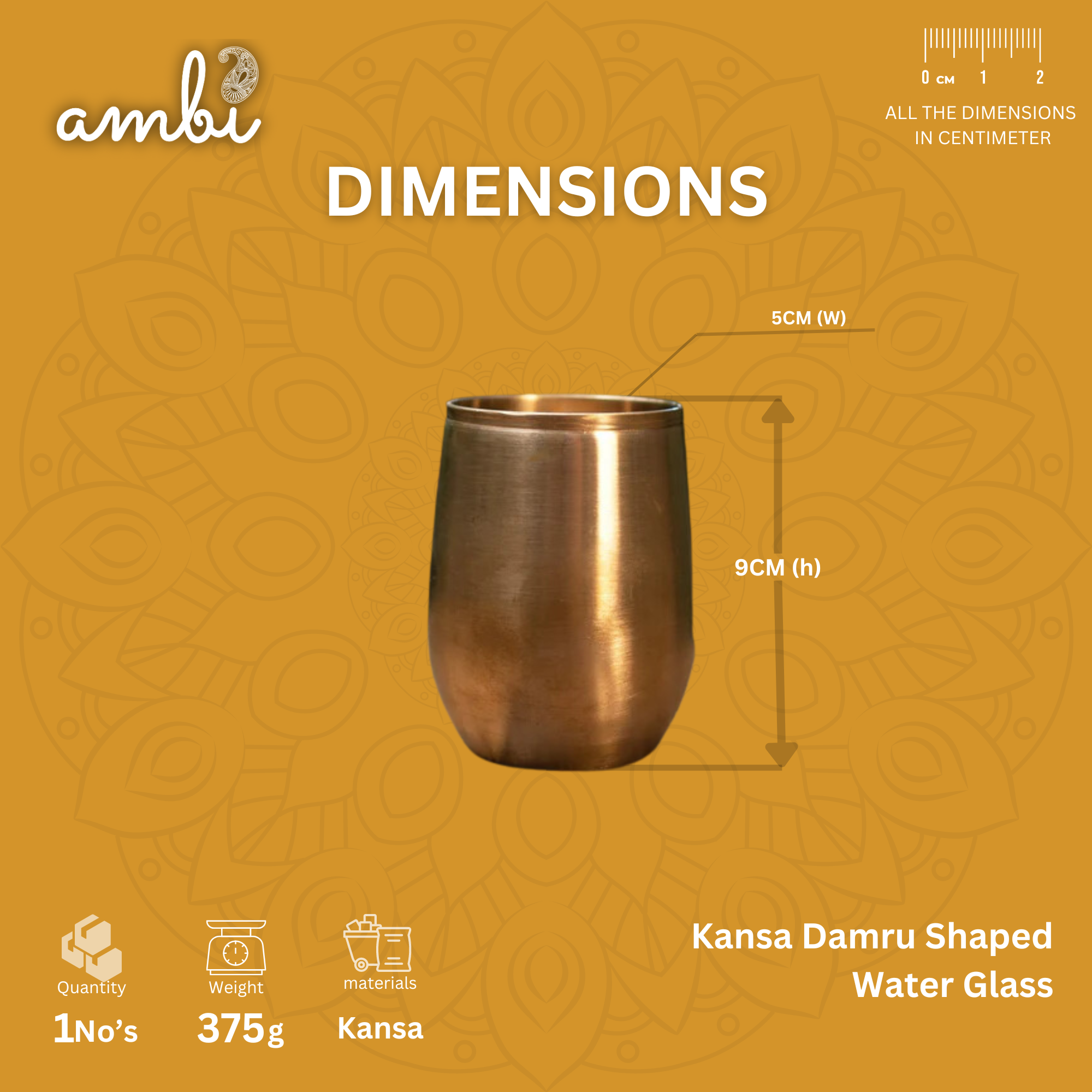 Kansa Damru Shaped Water Glass