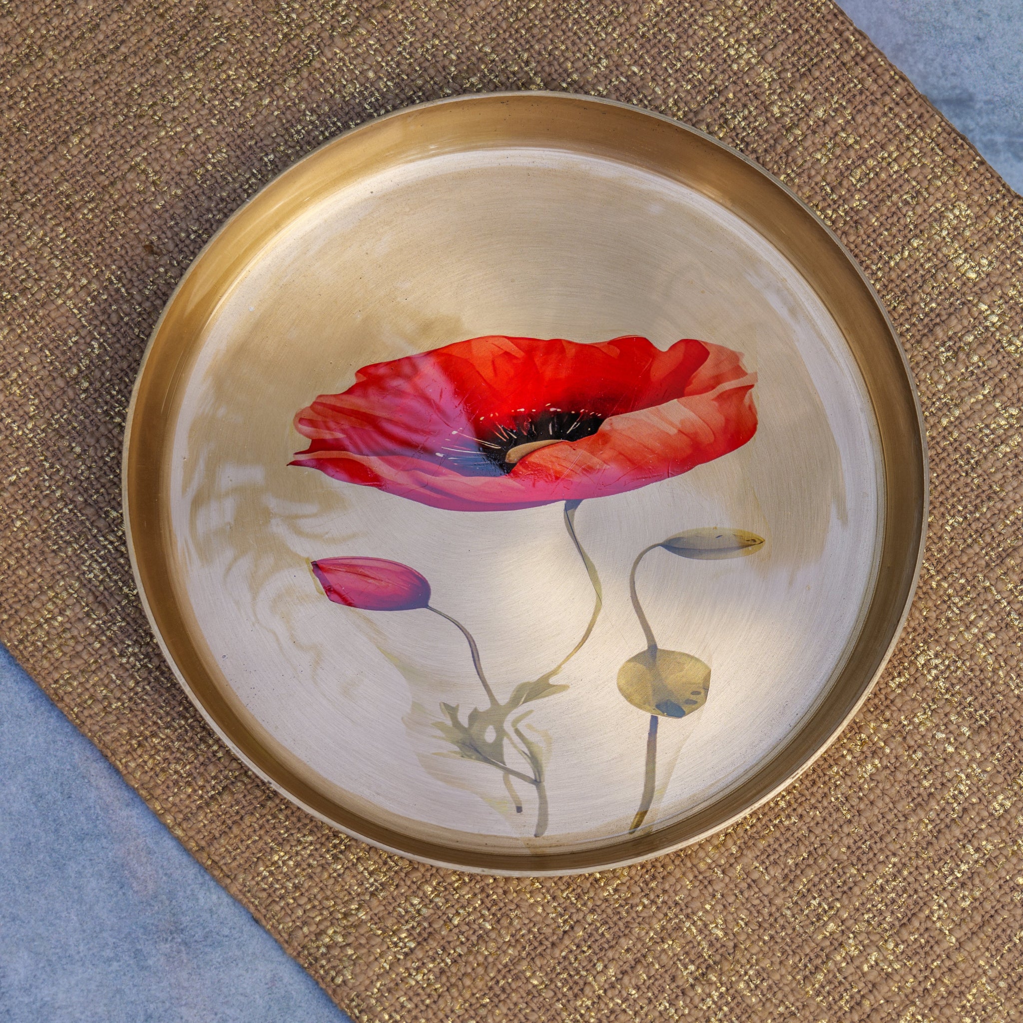 Ambi Lead Free 100% Pure Kansa Floral Hand Painted Plate - a classic d