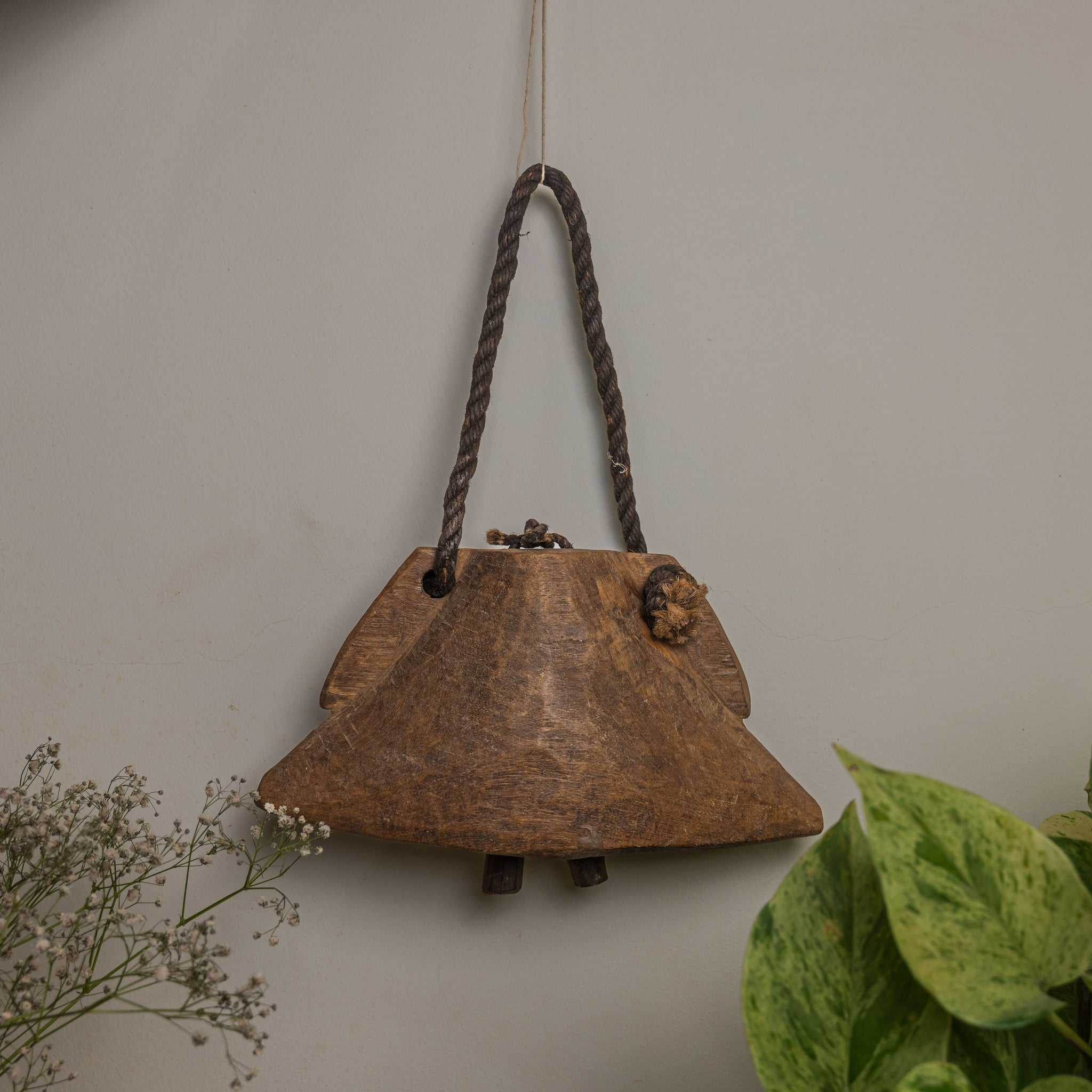 Vintage Wooden Cow Bell for Home Decor