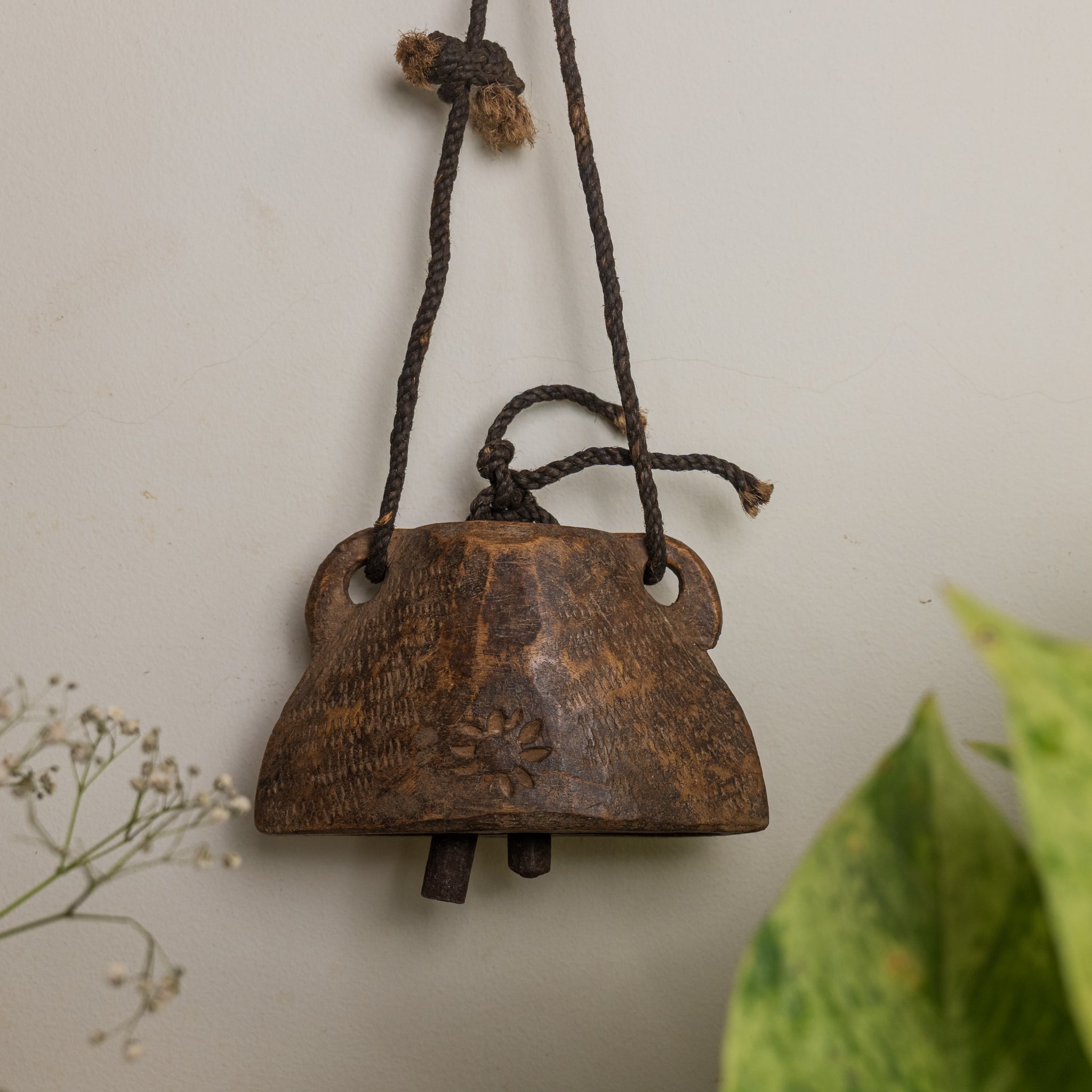 Vintage Wooden Cow Bell for Home Decor