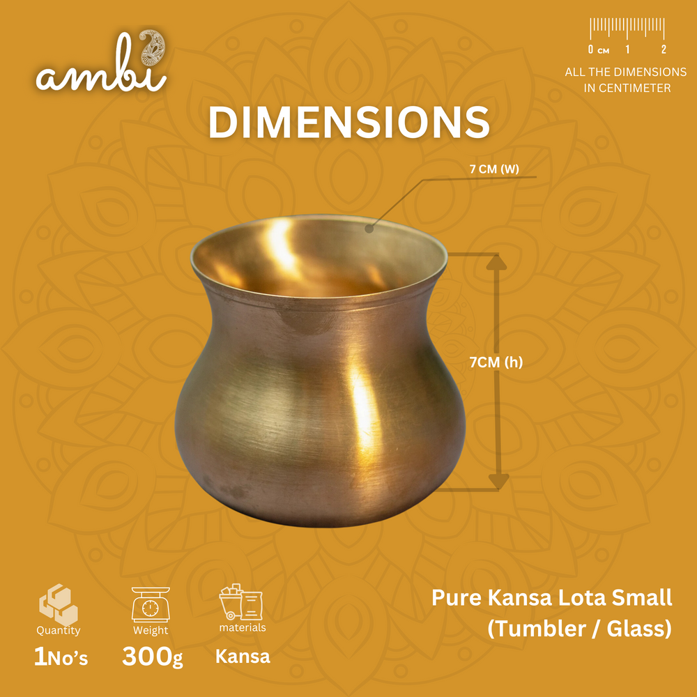 100% Pure and Lead Free Elegant Kansa Lota Small - 160 ML Capacity - P