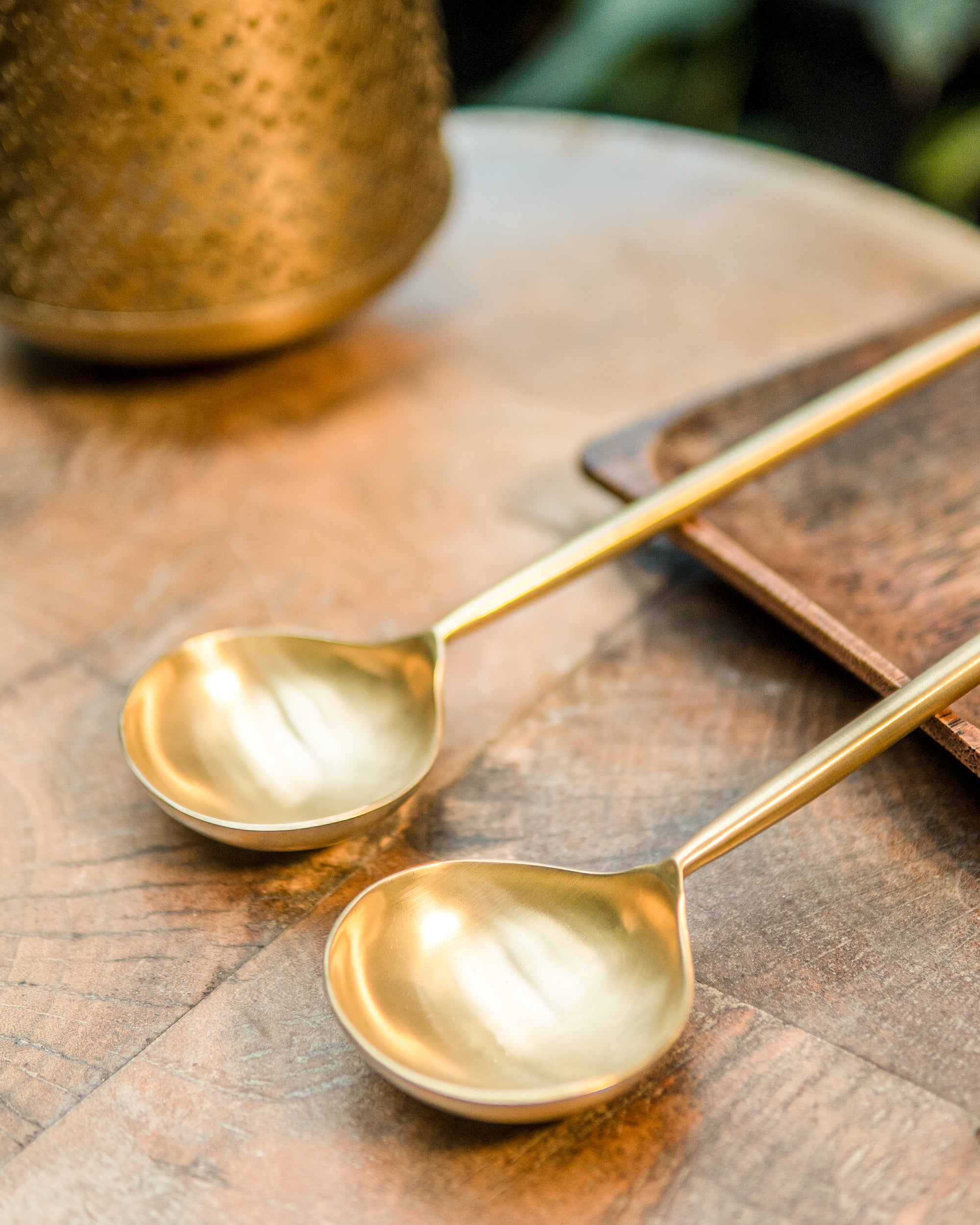 Pair of Exquisite Brass Serving Spoon Set - Set of 2