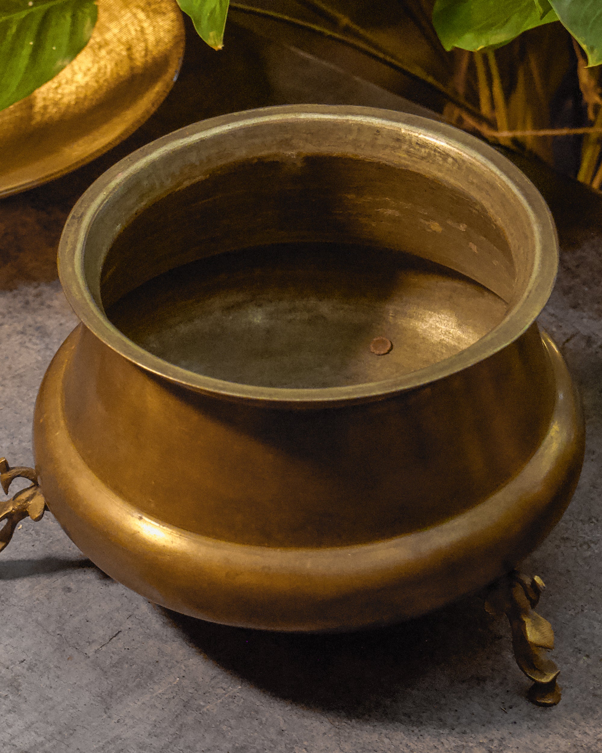 Handcrafted Vintage Elevated Brass Culinary Vessel